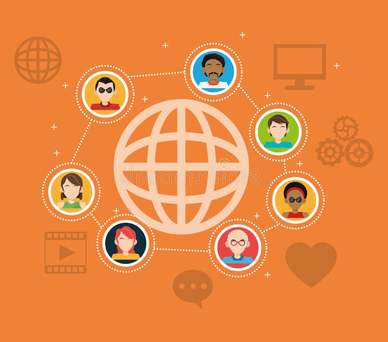 Global People Connection Social Media Items Stock Vector - Illustration ...