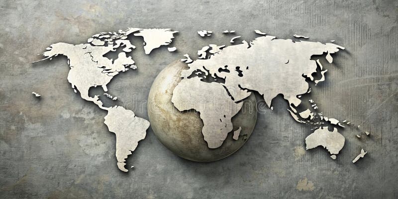 Global Perspective Embossed World Map on Textured Surface. Generative ...