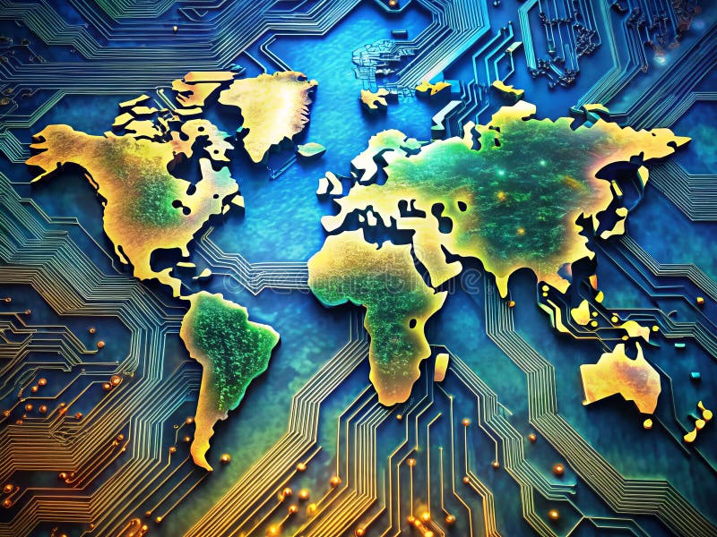 A Global Perspective Interconnected World Map As a Circuit Board ...