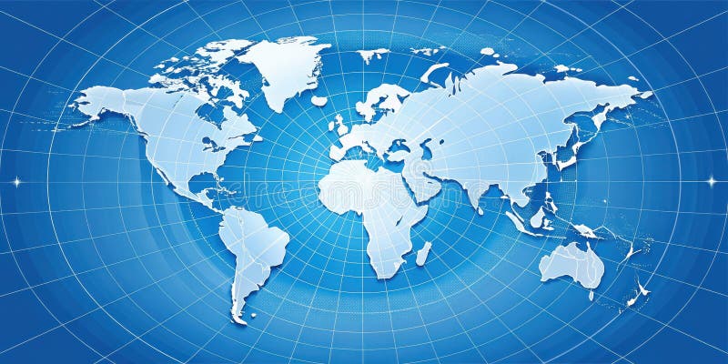 Global Perspective a Stylized World Map Illustration Featuring a Grid ...