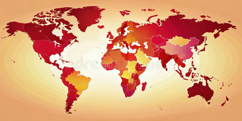 Global Political Map a Warm-toned Visualization of International ...