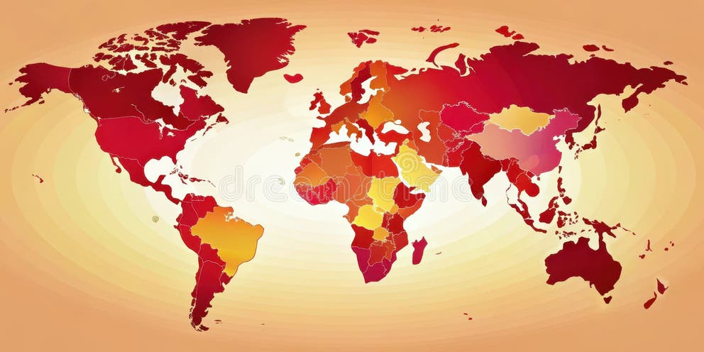 Global Political Map a Warm-toned Visualization of International ...