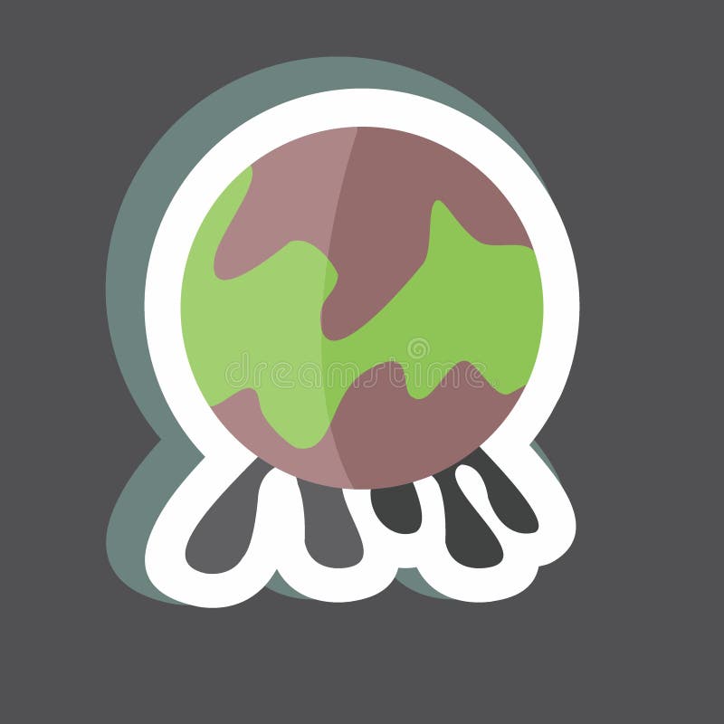 Global Pollution Sticker in Trendy Isolated on Black Background Stock ...