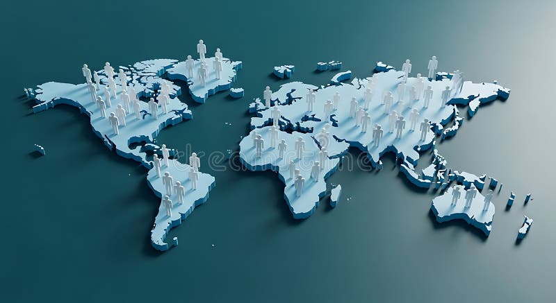Global Population Distribution: 3D World Map with Symbolic People Stock ...