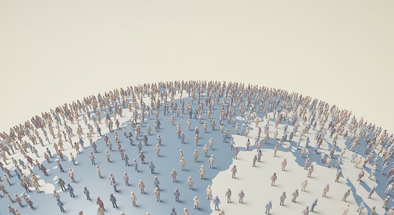 Global Population Distribution: a 3D Render of People on a World Map ...