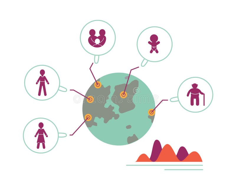 Global Population Distribution Vector Illustration Stock Illustration ...