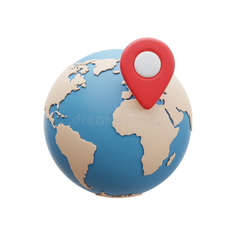 Global Positioning System 3D Render Location Pin on Earth Globe Stock ...
