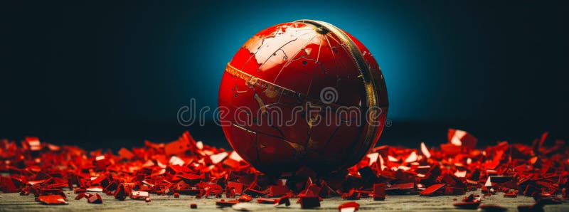 Global Problems Shattered Globe in Permacrisis Stock Illustration ...