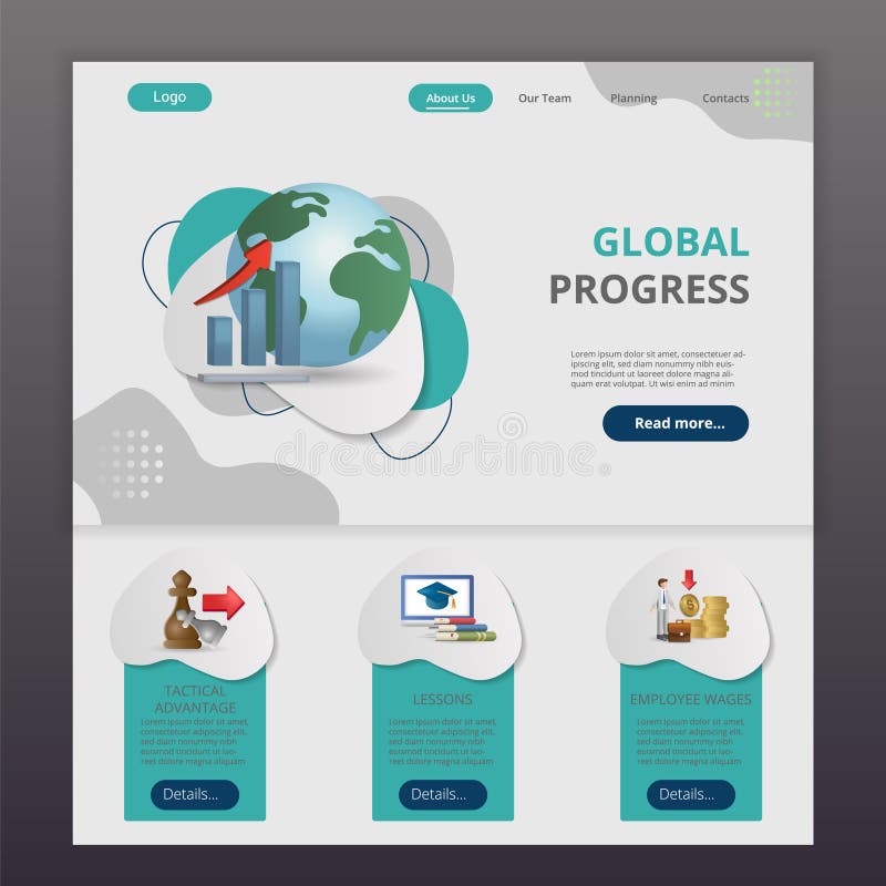 Global Progress Flat Landing Page Website Template. Tactical Advantage ...
