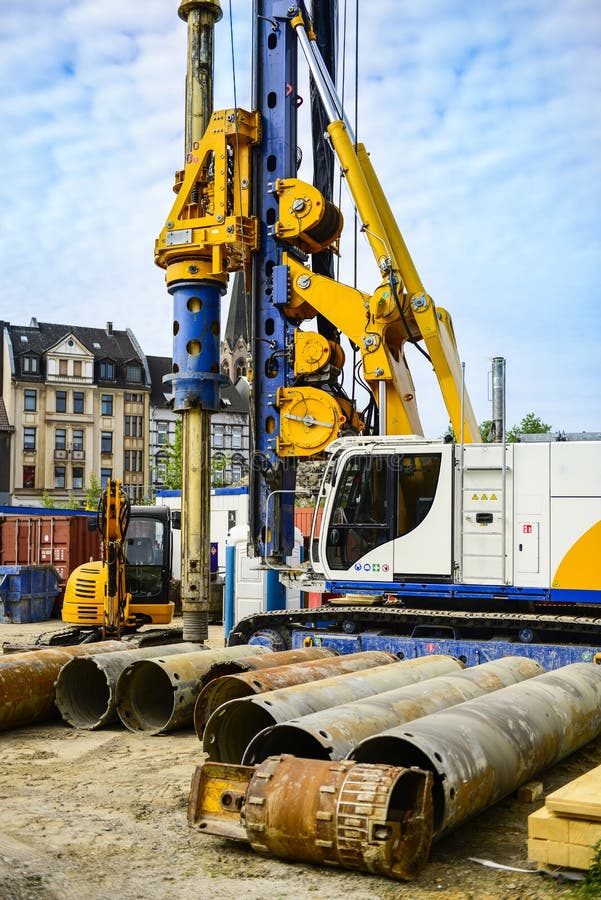 Global Project of Urban Re-development: Drilling Machine at Work on a ...