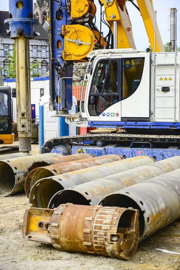 Global Project of Urban Re-development: Drilling Machine at Work on a ...