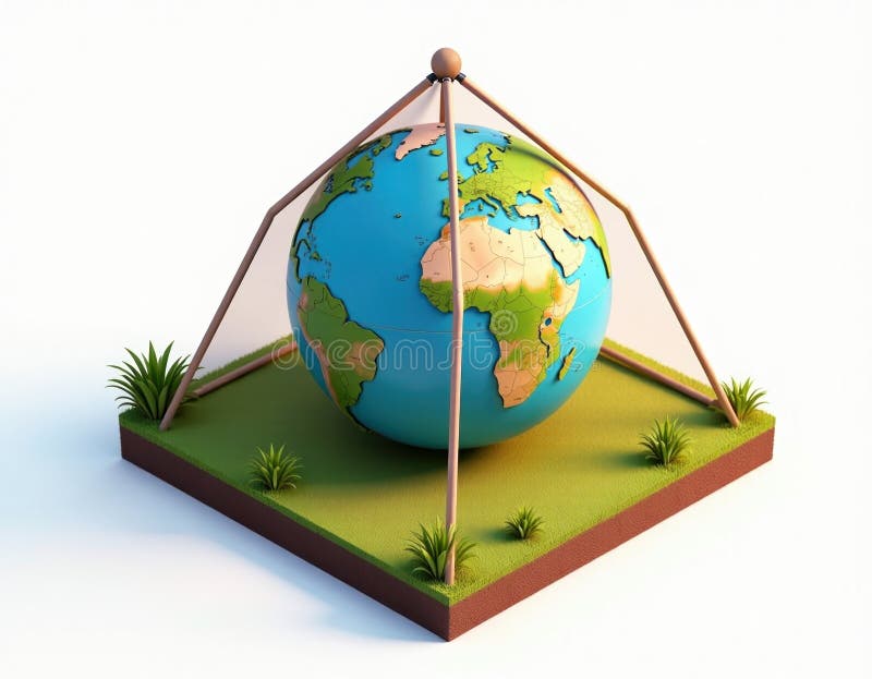 Global Protection Earth Under a Protective Pyramid Stock Illustration ...