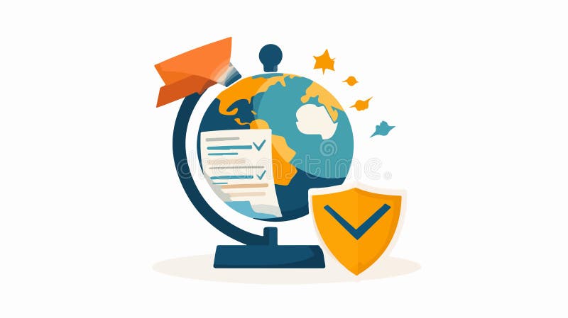Global Protection Verified: Globe, Shield, Checkmark & Documents Icon ...