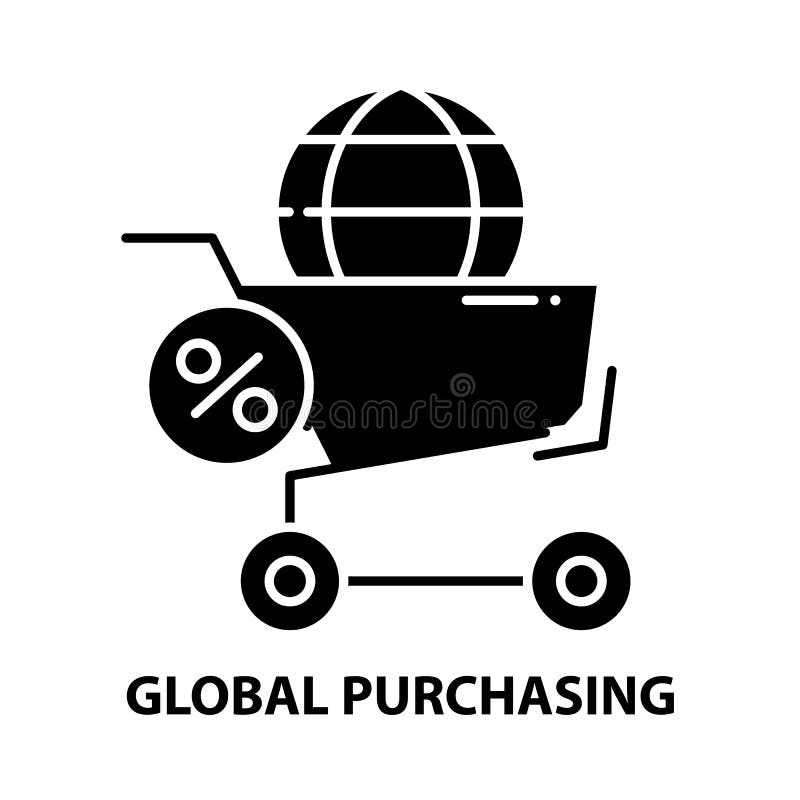 Global Purchasing Icon, Black Vector Sign with Editable Strokes ...