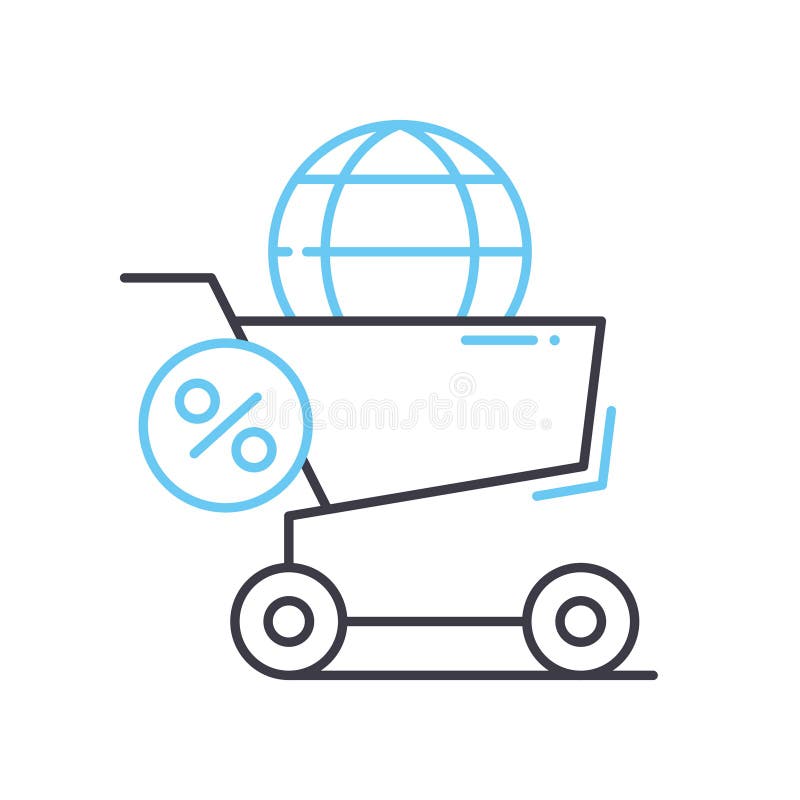 Global Purchasing Line Icon, Outline Symbol, Vector Illustration ...