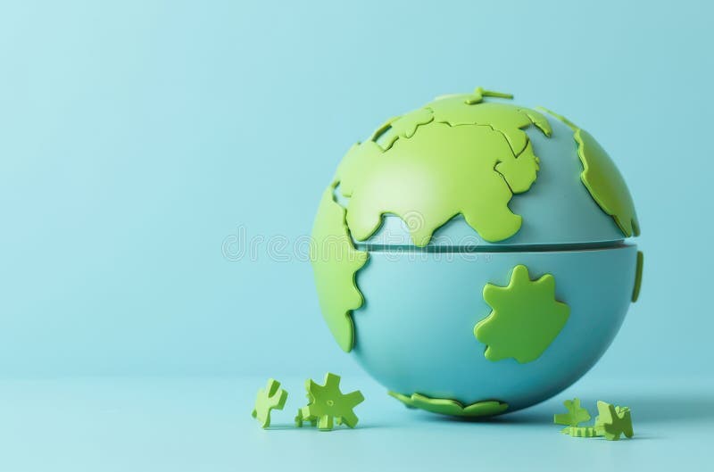 Global Puzzle Piece Earth Model Studio Setup Creative Concept Stock ...