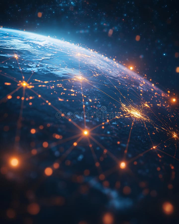 Global Connectivity Networked Earth Illuminates Future Technology Stock ...