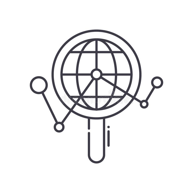 Global Research Icon Linear Isolated Illustration Thin Line Vector