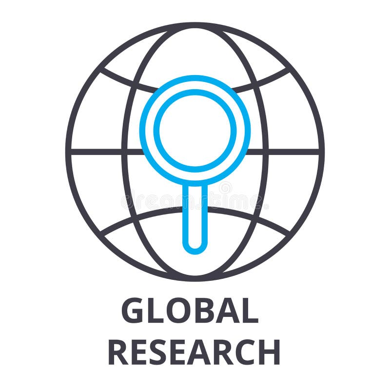 Global Research Thin Line Icon, Sign, Symbol, Illustation, Linear ...