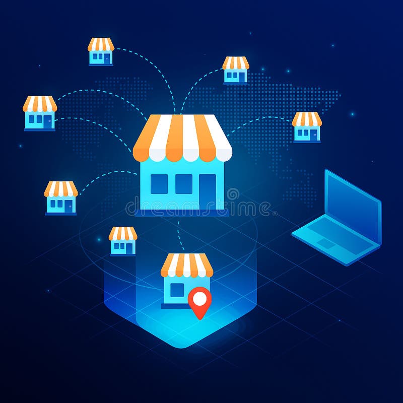 Global Retail Network Connected by Digital Technology and Online ...