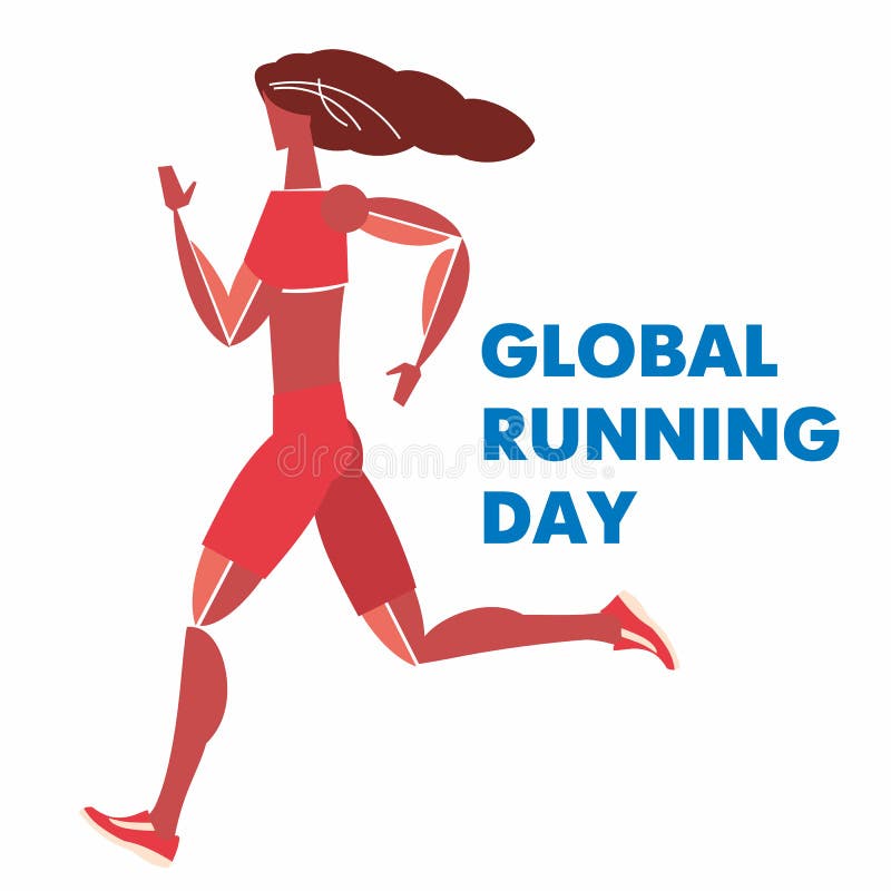 Global Running Day. Stylish Woman Athlete Runs Stock Vector ...