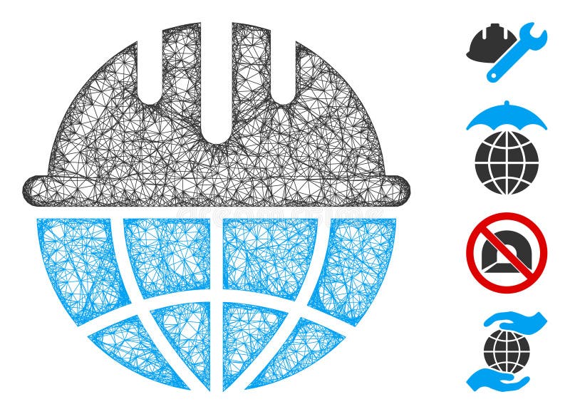 Global Safety Helmet Web Vector Mesh Illustration Stock Illustration ...