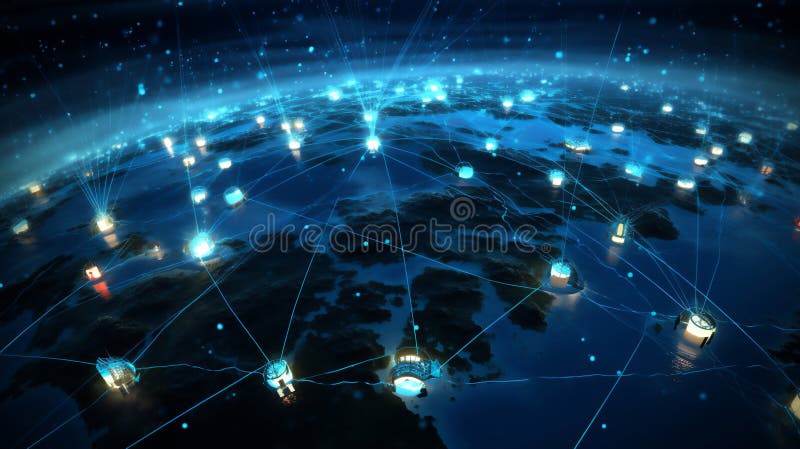 Global Satellite Communication Showing Big Data Being Transmitted ...