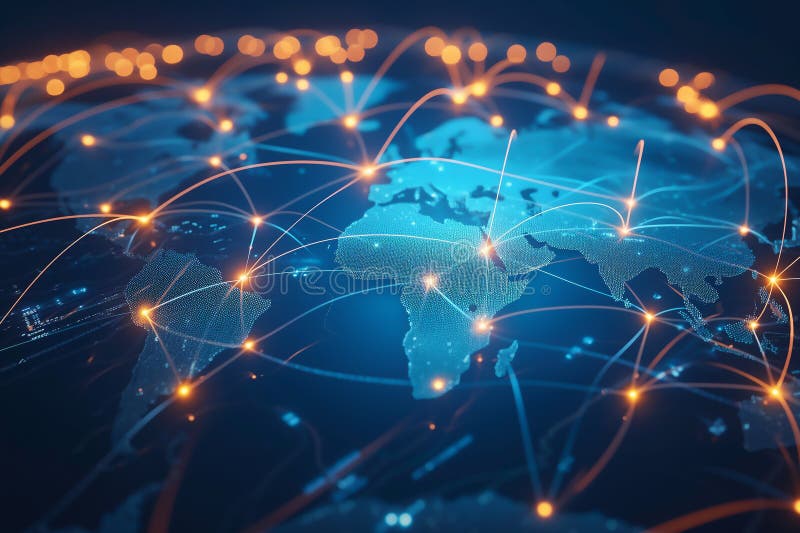 Global Satellite Communication Showing Big Data Being Transmitted ...