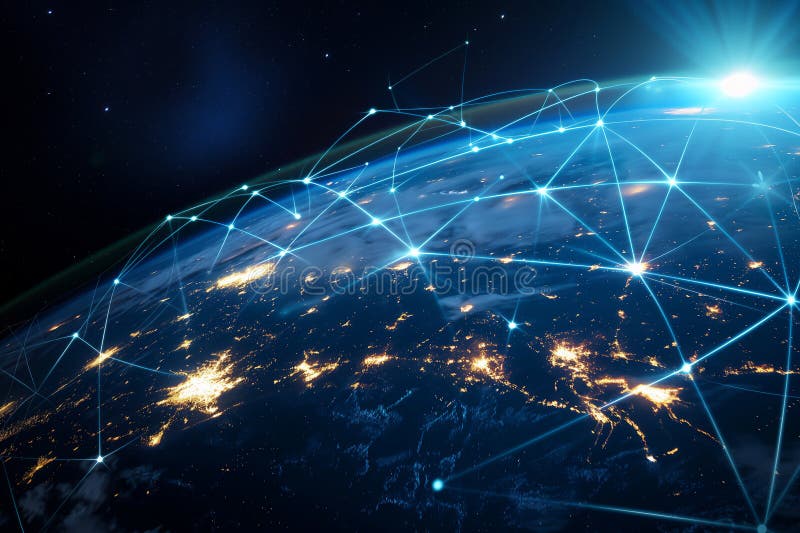Global Satellite Communication Showing Big Data Being Transmitted ...