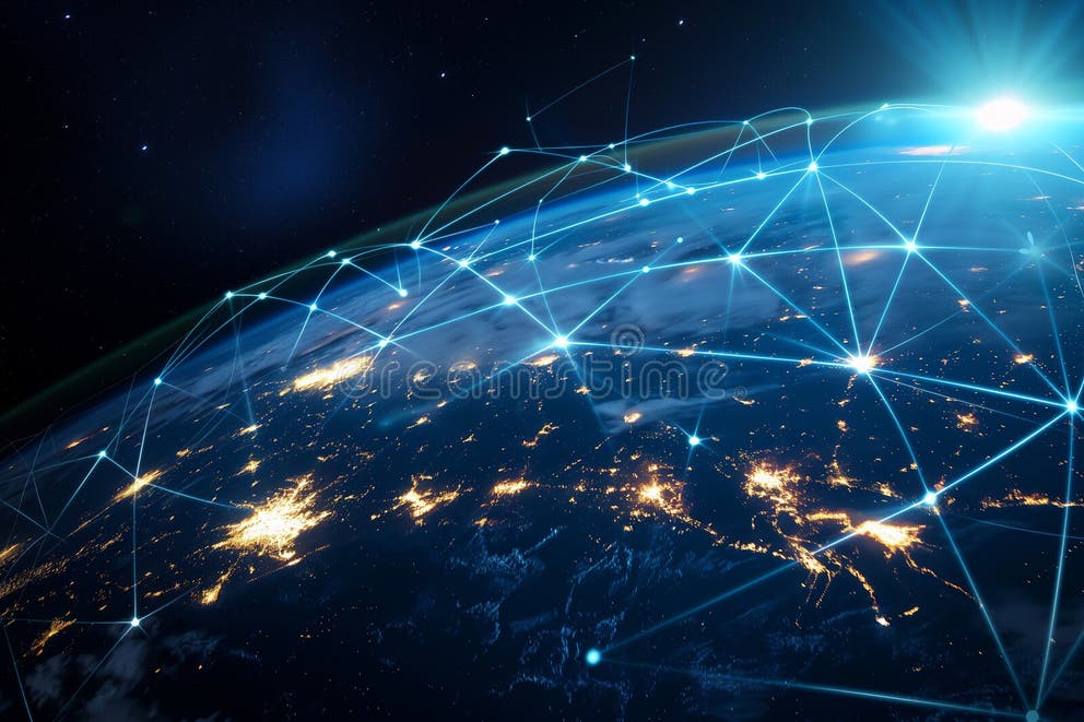 Global Satellite Communication Showing Big Data Being Transmitted ...