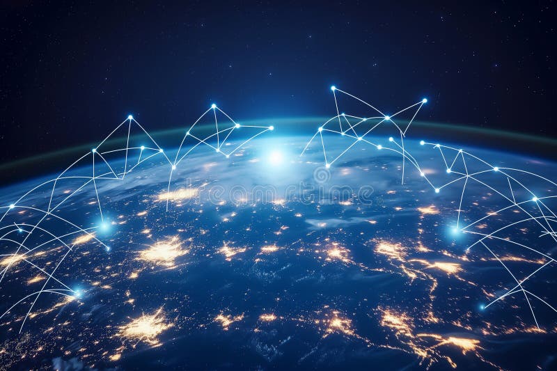 Global Satellite Communication Showing Big Data Being Transmitted ...