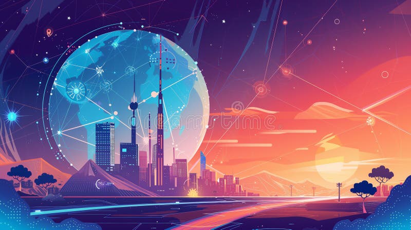 Global Satellite Communication Showing Big Data Being Transmitted ...