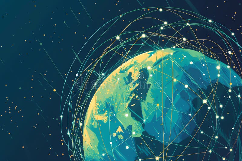 Global Satellite Communication Showing Big Data Being Transmitted ...
