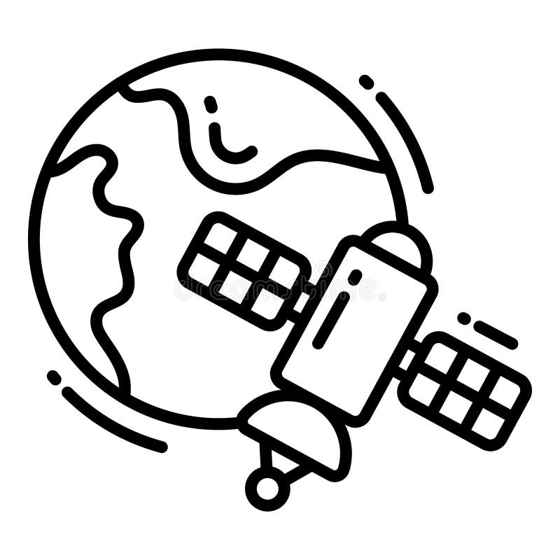 Global Satellite Icon Related Map Location and Navigation Line Icon ...