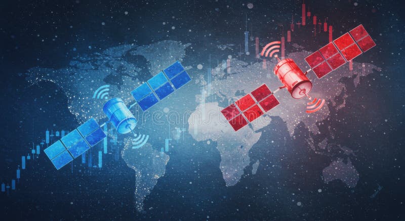 Global Satellite Network AI Visualization Stock Illustration ...