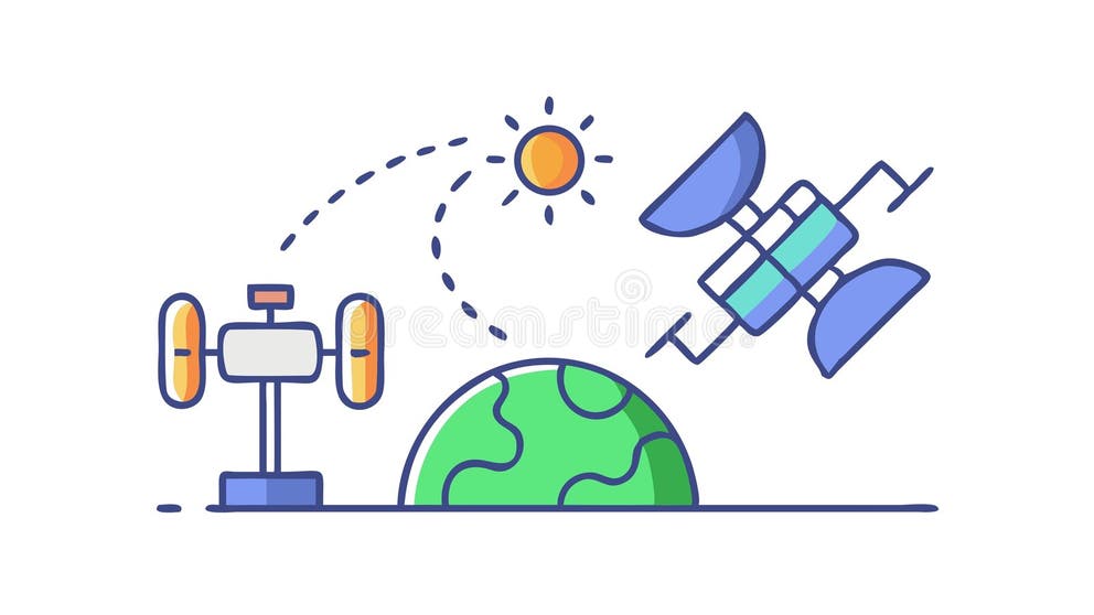 Global Satellite Network: Earth Connectivity Space Tech, Vector Design ...