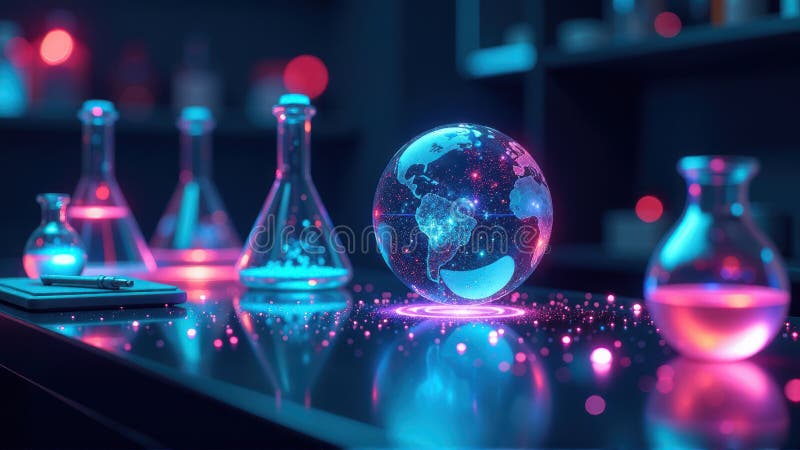 Global Science Research Holographic Earth in Laboratory Setting Stock ...