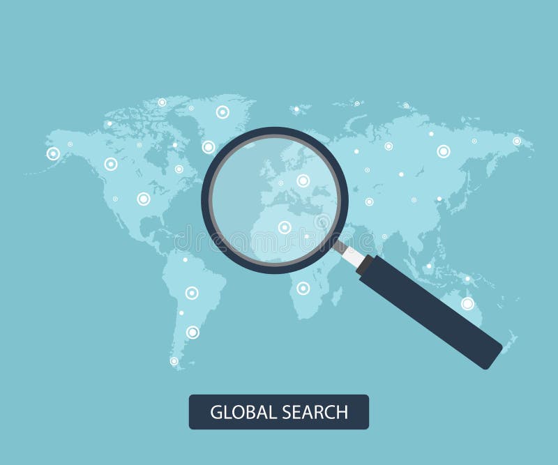 Global Search Concept. Vector Illustration in Flat Design Stock Vector ...
