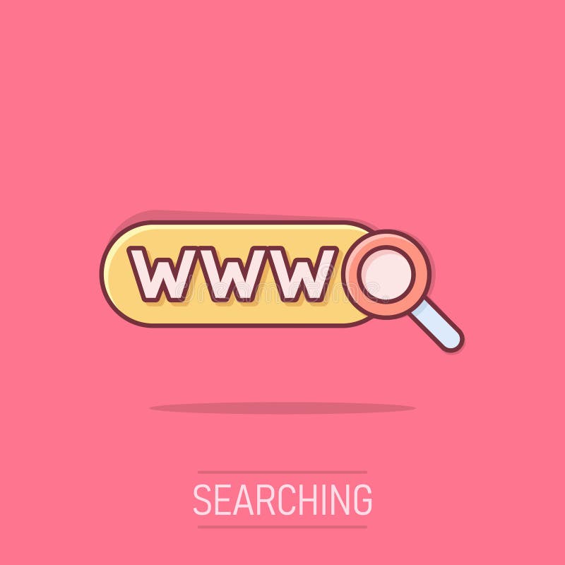 Global Search Icon in Comic Style. Website Address Cartoon Vector ...