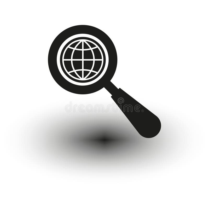Global Search Icon. Internet Magnifying Symbol. Globe Inside Lens ...