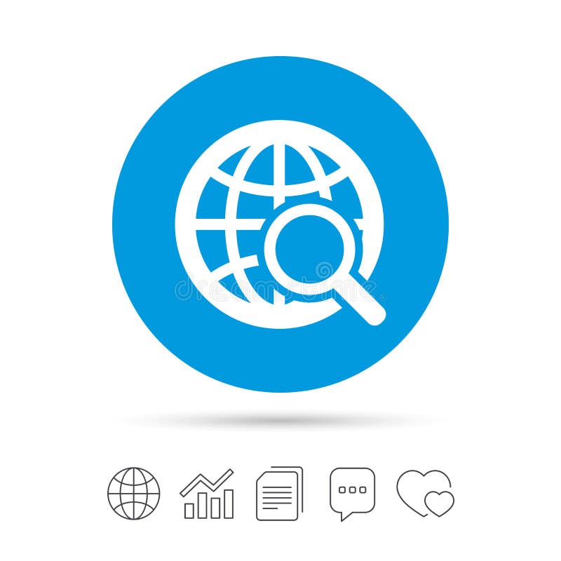 Global Search Sign Icon. World Globe Symbol Stock Vector - Illustration ...