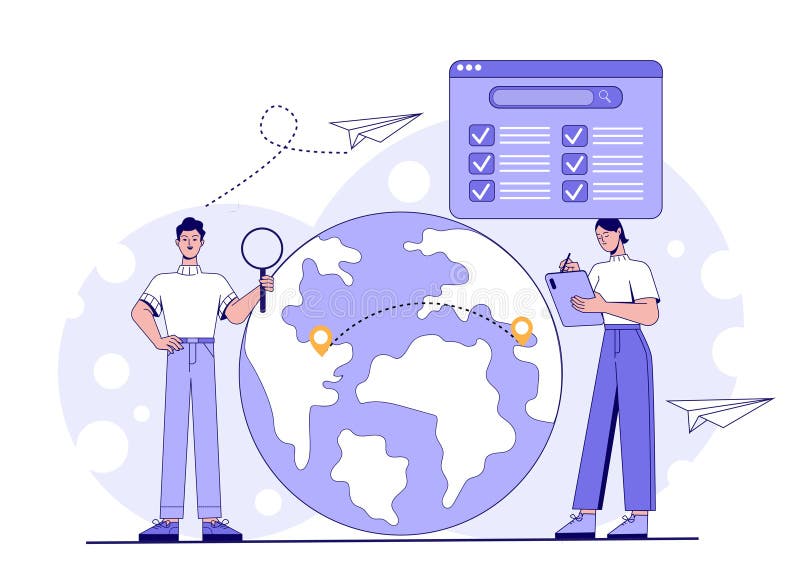 Global Search and Task Checklist Concept. Vector Illustration Stock Illustration - Illustration ...