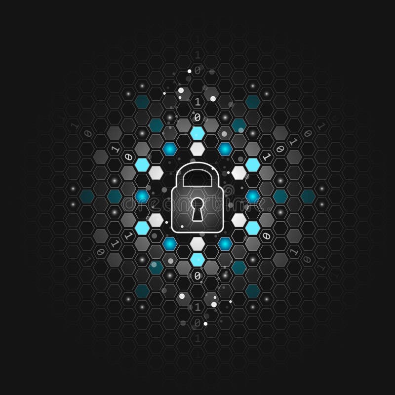 Global Security Concept. Abstract Dark Technological Background. Lock ...