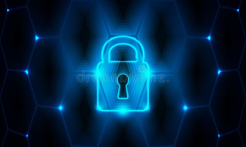 Global Security Concept. Dark Abstract Vector Background with Blue ...