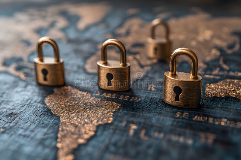 Global Security Concept: Locks on World Map for Digital Privacy and ...