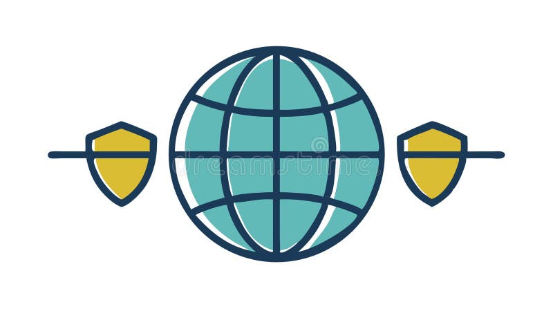 Global Security, Earth with Protection Shields Icon, Vector Design ...