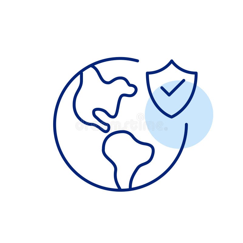 Global Security, Verified Access. Earth, Shield and Checkmark. Pixel ...