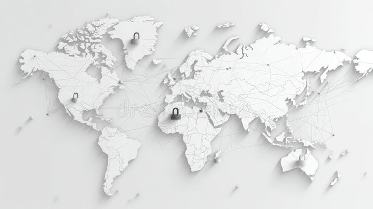 Global Security, World Map with Lock Symbolizing Data Protection ...