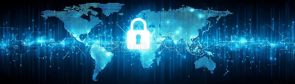 Global Security, World Map with Lock Symbolizing Data Protection ...