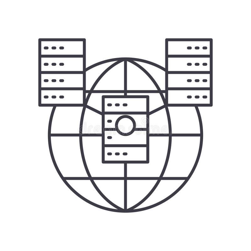 Global Server Icon, Linear Isolated Illustration, Thin Line Vector, Web ...